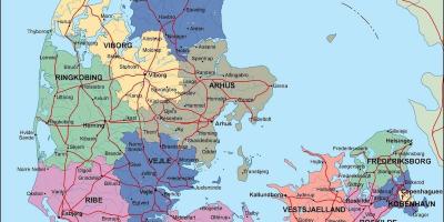 Danska zemljevid - Karte, Danska (Severna Evropa - Evropa)